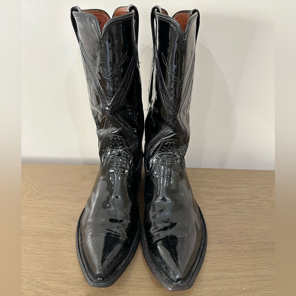 Rios Of Mercedes Black Patent Leather Boots Size 10.5 - Gem